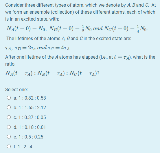 Solved Consider three different types of atom, which we | Chegg.com