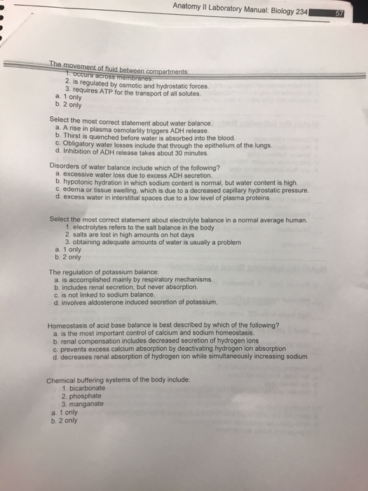 Solved Anatomy II Laboratory Manual: Biology 234 57 The | Chegg.com
