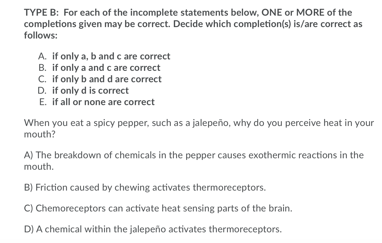 Solved TYPE B: For each of the incomplete statements below, | Chegg.com