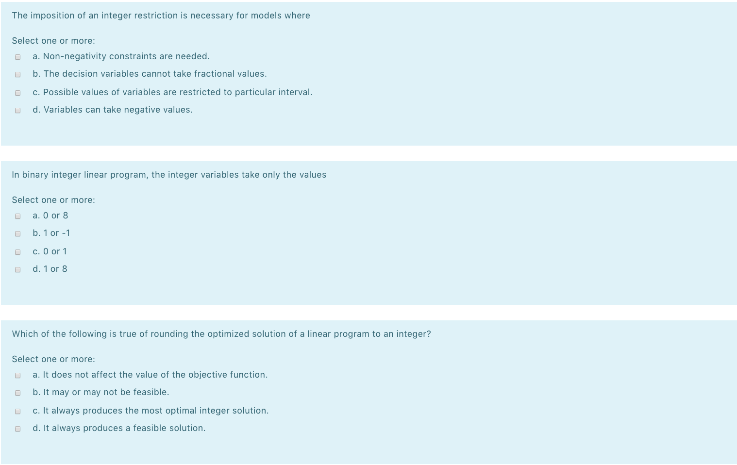 Solved The imposition of an integer restriction is necessary | Chegg.com