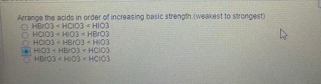 Solved Arrange the acids HOCI, HCIO3, and HCIO2 in order of | Chegg.com