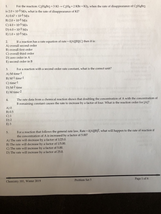 1. For the reaction: C2H4Br2+3 KI C2H4+ 2 KBr+ KI3, | Chegg.com