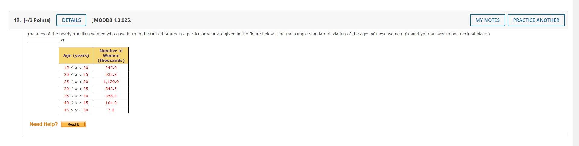 Solved 10. [-/3 Points] DETAILS JMODD8 4.3.025. MY NOTES | Chegg.com