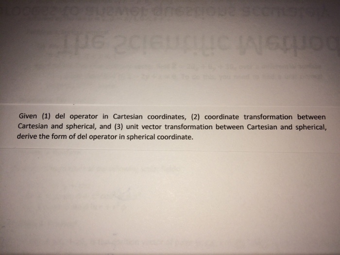 Solved Given (1) del operator in Cartesian coordinates, (2) | Chegg.com