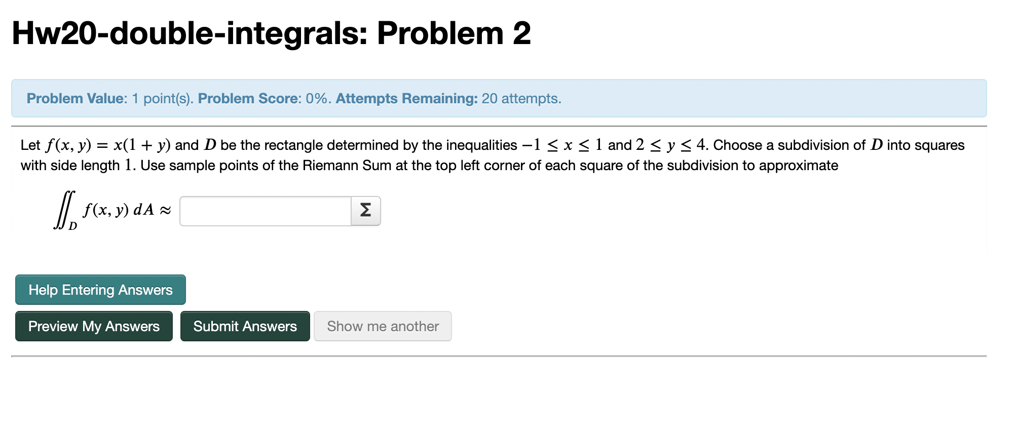 Solved Let f(x,y)=x(1+y) and D be the rectangle determined | Chegg.com