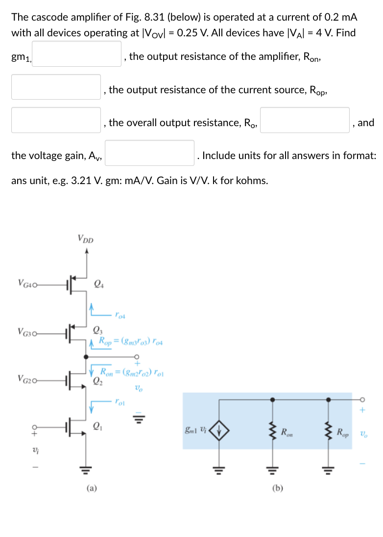 Solved The cascode amplifier of ﻿Fig. 8.31 (below) is | Chegg.com
