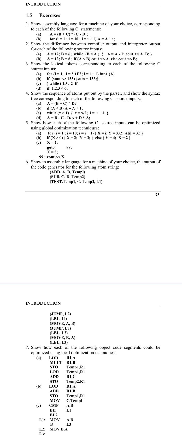 Solved 1. Show assembly language for a machine of your | Chegg.com