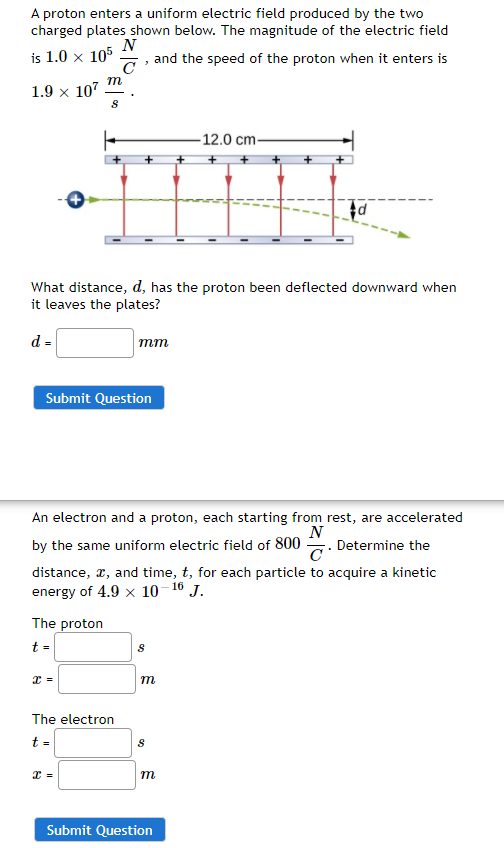 Solved A proton enters a uniform electric field produced by | Chegg.com
