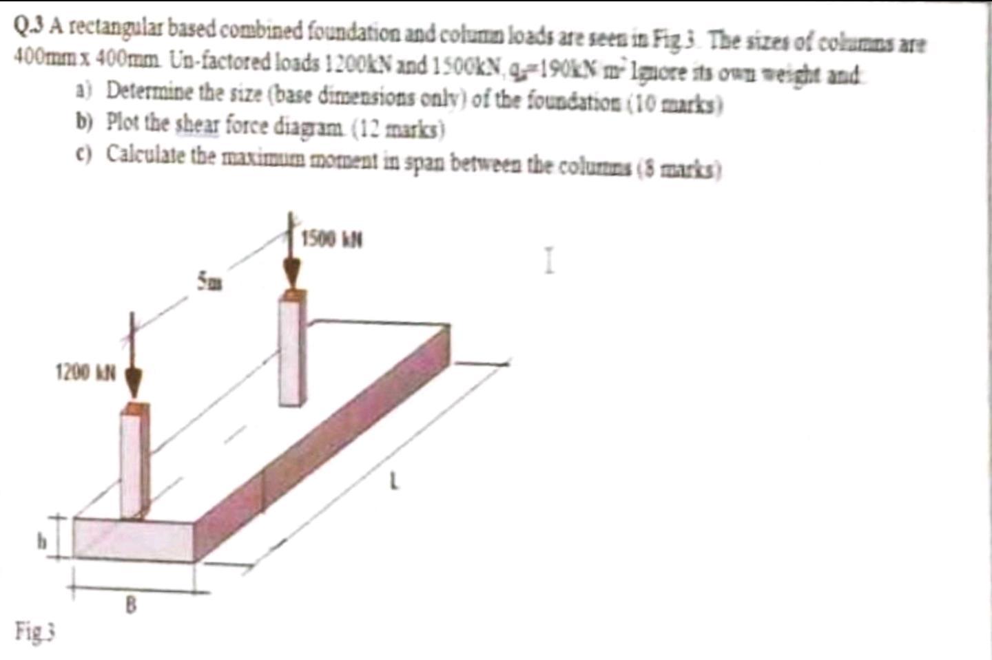 Solved Q.3 A rectangular based combined foundation and | Chegg.com