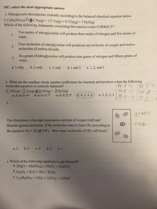 Solved Nitroglycerin decomposes violently according to the | Chegg.com