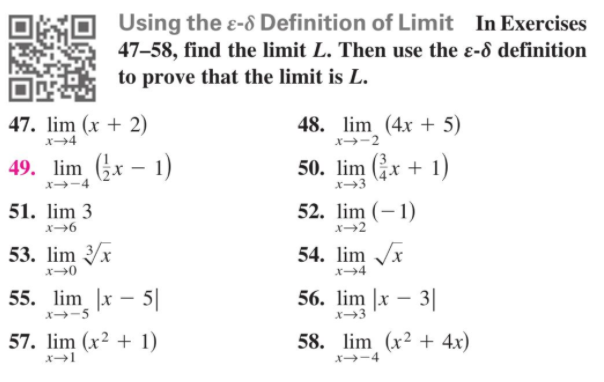 Solved Using the E-8 Definition of Limit In Exercises 47–58, | Chegg.com