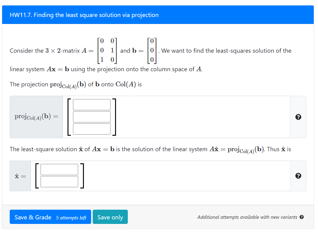 Solved HW11.7. Finding the least square solution via | Chegg.com