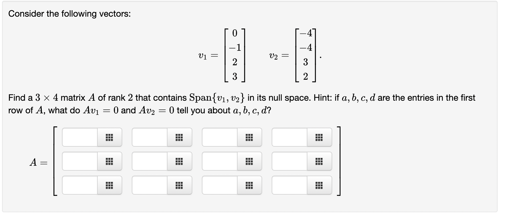 Solved Consider the following vectors: | Chegg.com