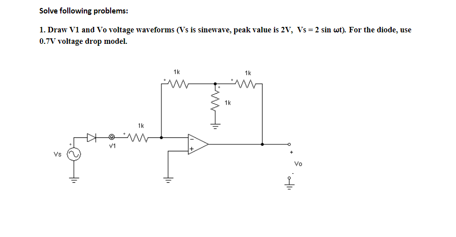 Solved Solve following problems: 1. Draw V1 and Vo voltage | Chegg.com