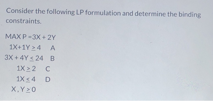 Solved Consider the following LP formulation and determine | Chegg.com
