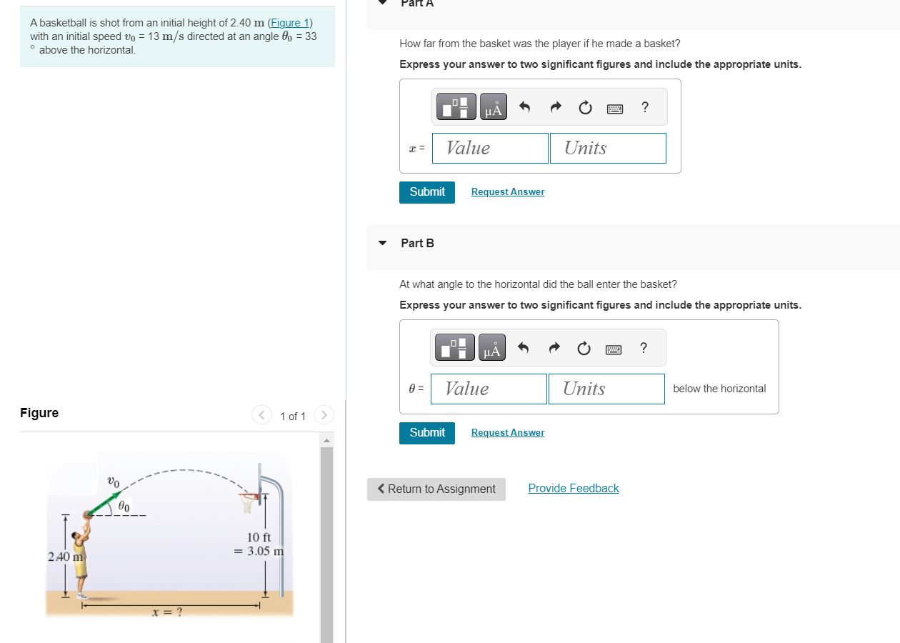 Solved A basketball is shot from an initial height of | Chegg.com