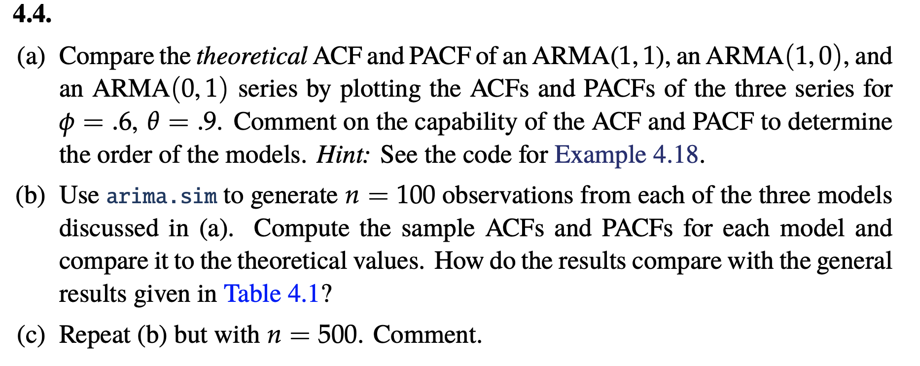 4 4 A Compare The Theoretical Acf And Pacf Of An