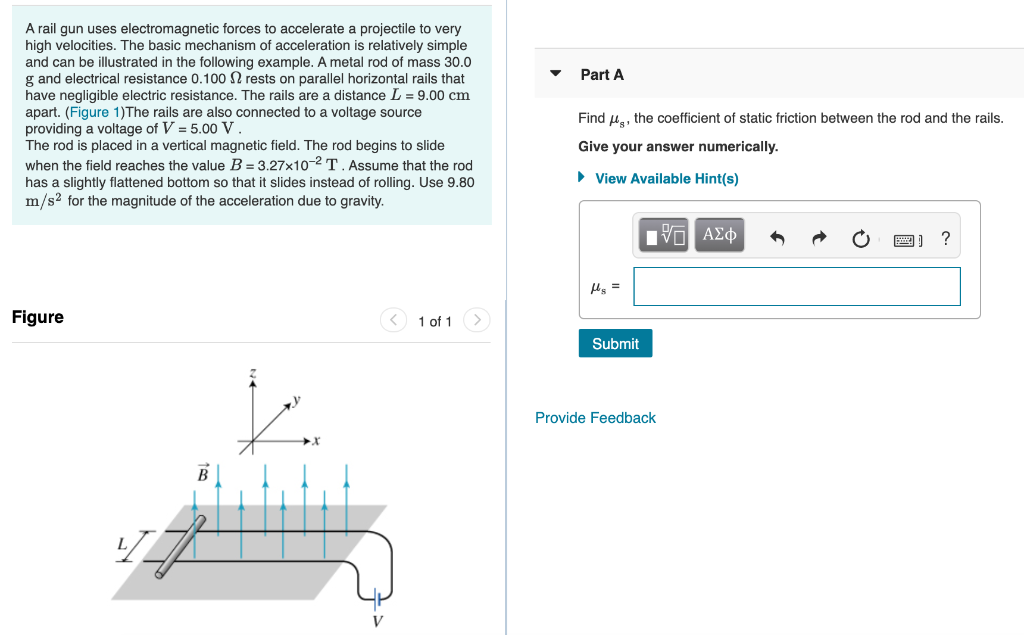 Solved Part A A rail gun uses electromagnetic forces to | Chegg.com