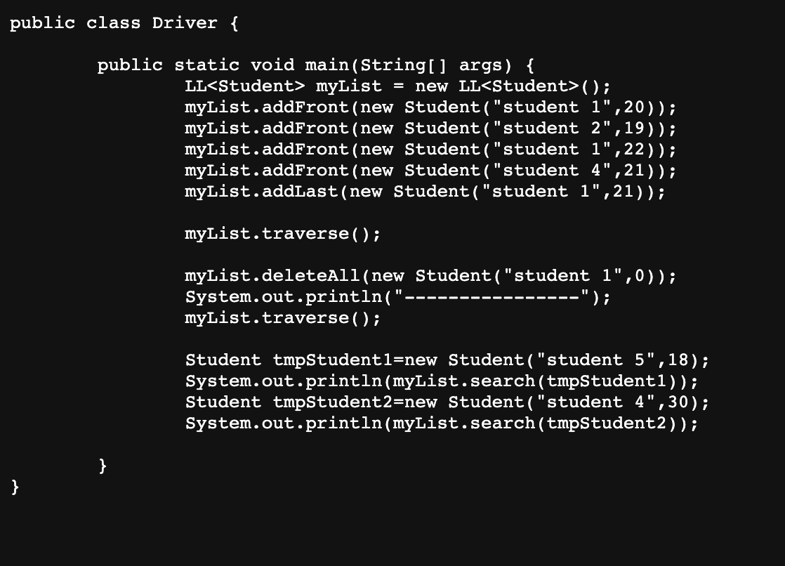 Solved Given the following JAVA classes, write a method | Chegg.com