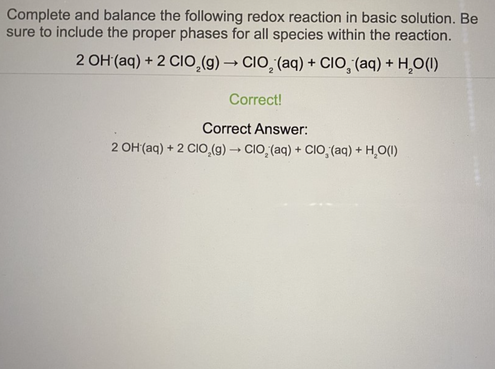 Solved Complete and balance the following redox reaction in | Chegg.com