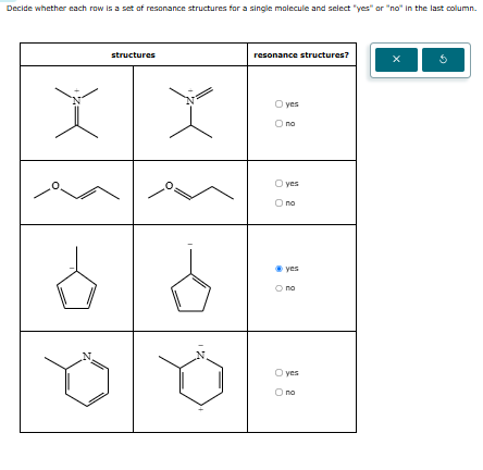 Solved Decide whether each row is a set of resonance | Chegg.com