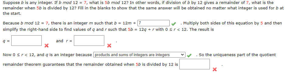 Solved Suppose b is any integer. If b mod 12 = 7, what is 5b | Chegg.com