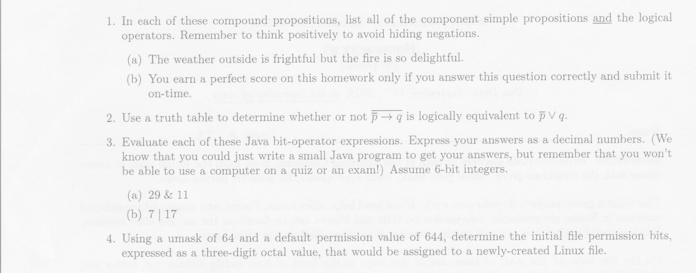 Solved 1. In each of these compound propositions, list all | Chegg.com