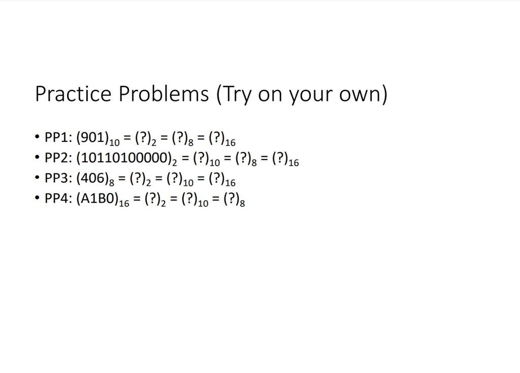 Solved Practice Problems (Try on your own) - PP1: | Chegg.com