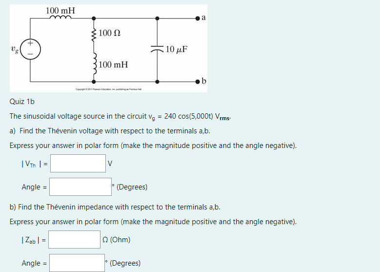 Solved The sinusoidal voltage source in the circuit | Chegg.com