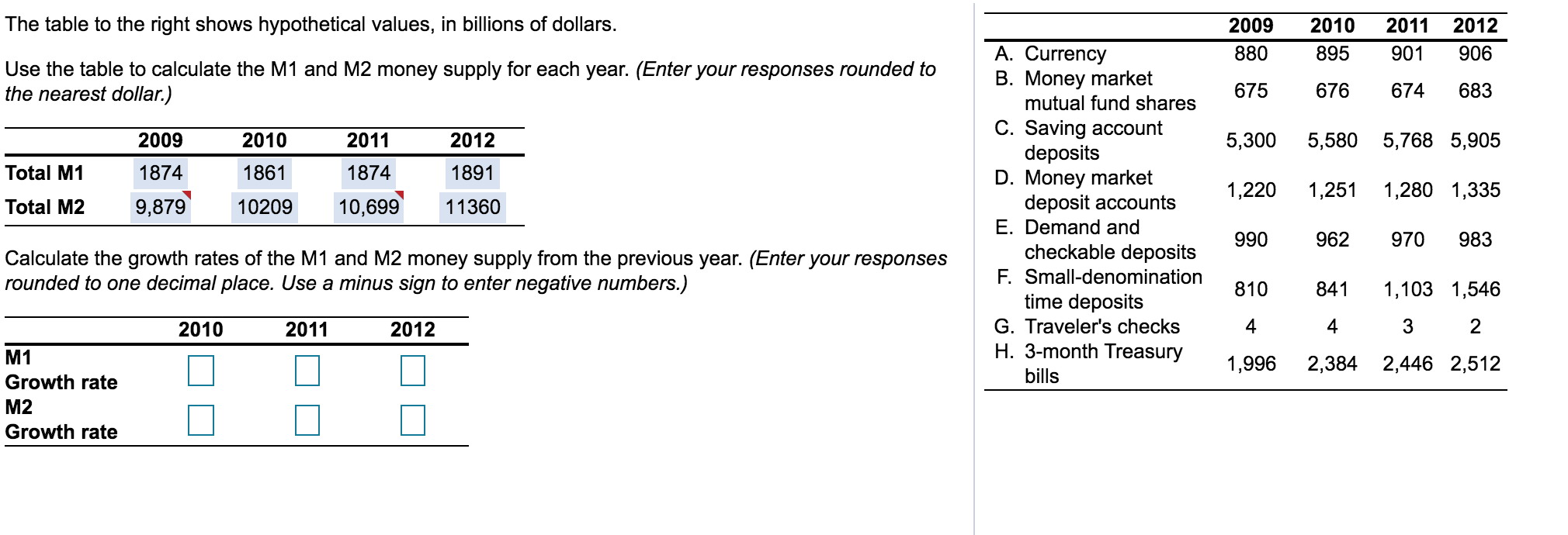 Solved The Table To The Right Shows Hypothetical Values In Chegg
