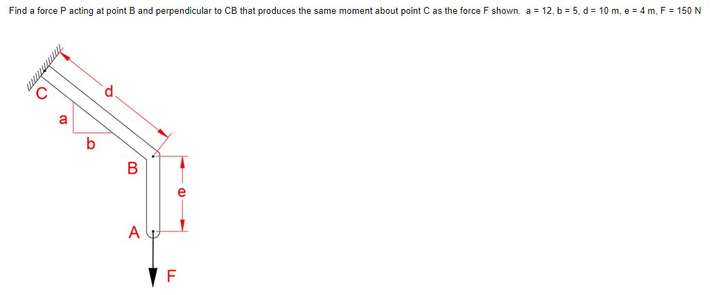 Solved Find a force P ﻿acting at point B ﻿and perpendicular | Chegg.com