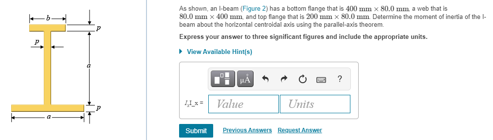 Solved As shown, an I-beam (Figure 2) has a bottom flange | Chegg.com