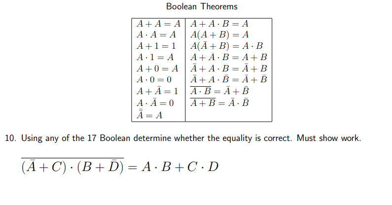 Solved Boolean Theorems 0 Using Any Of The 17 Boolean 9120