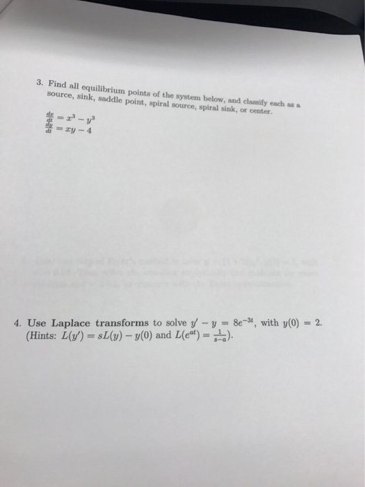 Solved Find all equilibrium points of the system below, and | Chegg.com