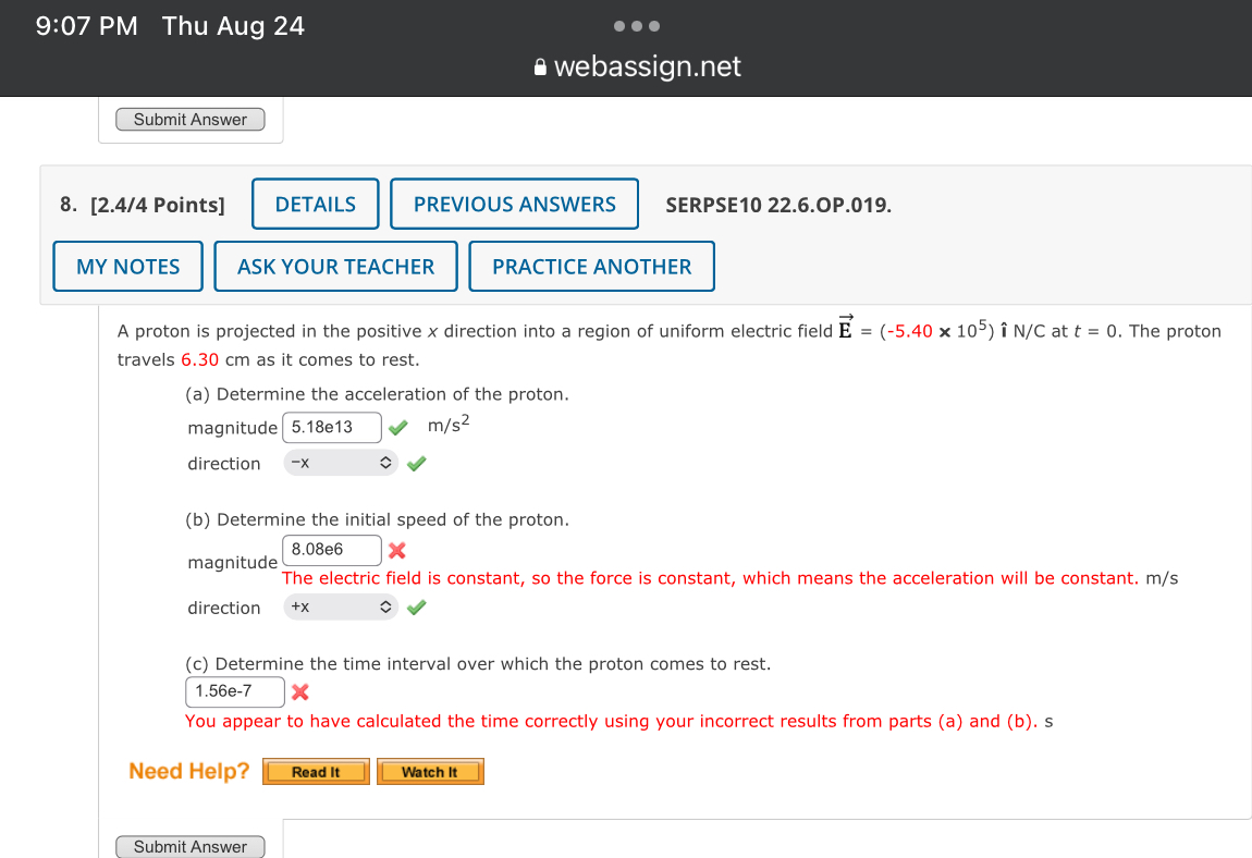 Solved A proton is projected in the positive x direction | Chegg.com
