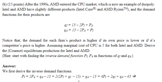 Solved (b) (15 points) After the 1990 s,AMD entered the CPU | Chegg.com