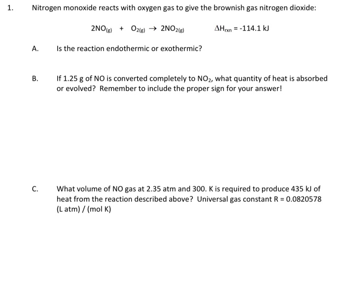 Solved Nitrogen monoxide reacts with oxygen gas to give the | Chegg.com