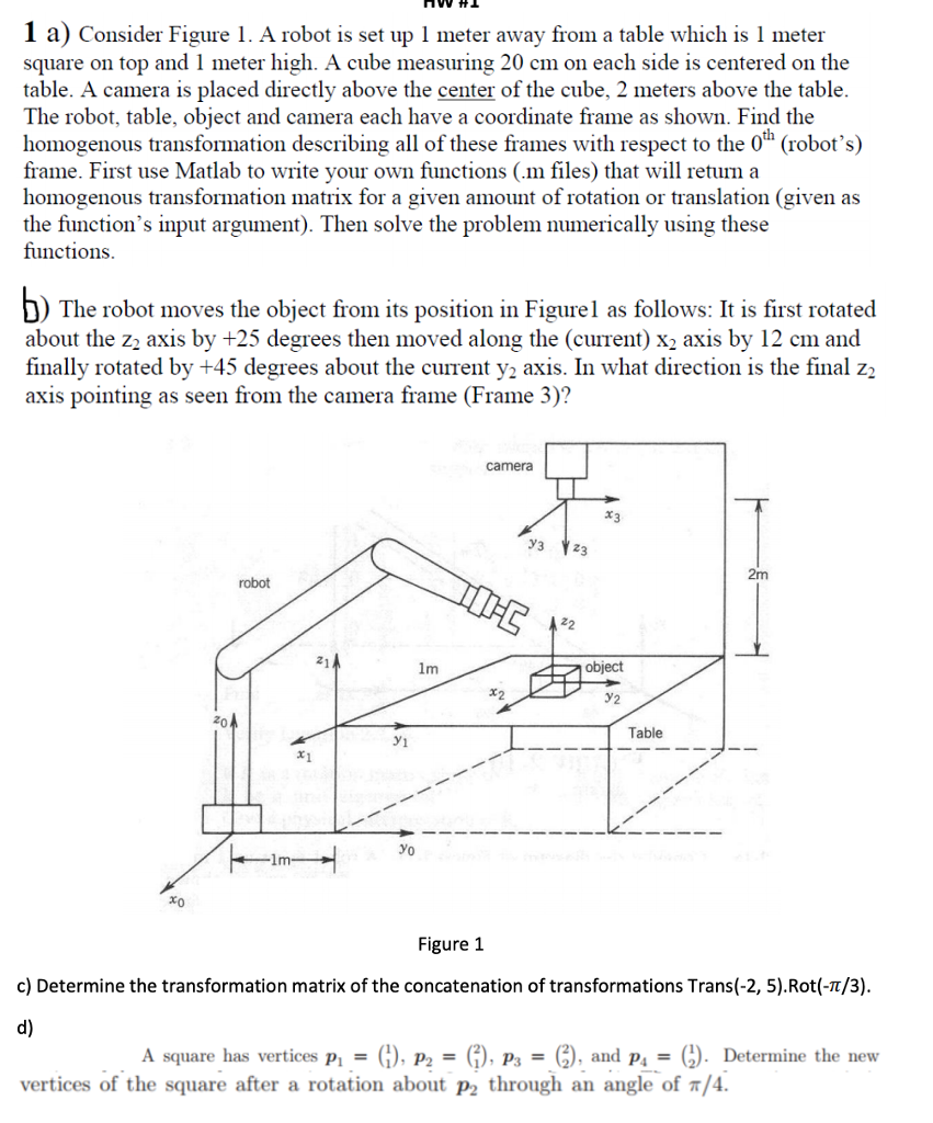 Solved 1 a) Consider Figure 1. A robot is set up 1 meter | Chegg.com