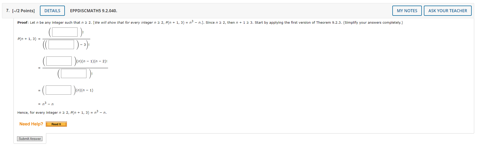 Solved Proof: Let n be any integer such that n≥2. [We will | Chegg.com
