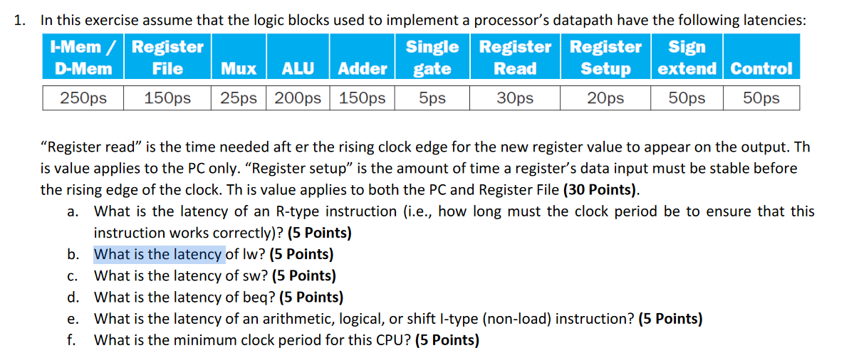 Solved "Register read" is the time needed aft er the rising | Chegg.com