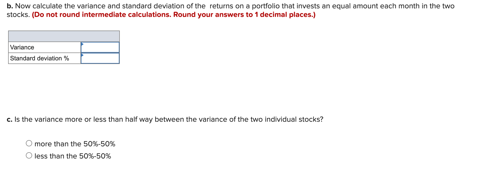 Solved Here are the percentage returns on two stocks. a-1. | Chegg.com