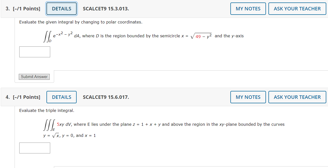 Solved [-/1 Points] SCALCET9 15.3.013. Evaluate the given | Chegg.com