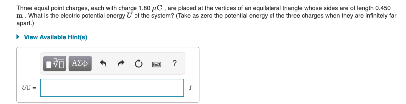 Solved Three equal point charges, each with charge 1.80 C, | Chegg.com