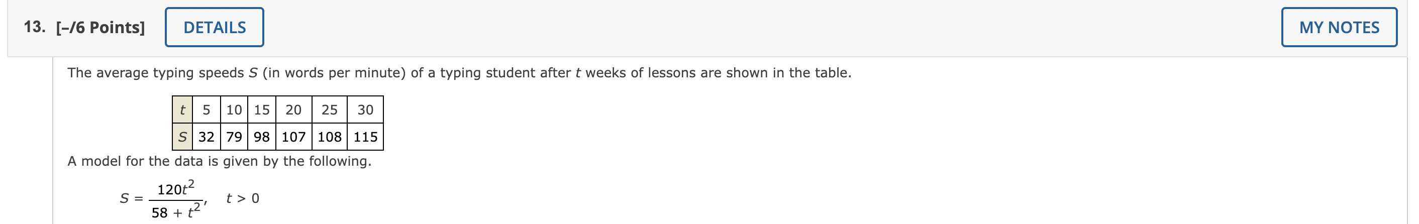 Solved 13. [-76 Points] DETAILS MY NOTES The average typing | Chegg.com