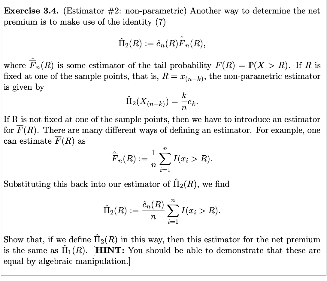 Exercise 3.4. (Estimator #2: non-parametric) Another | Chegg.com