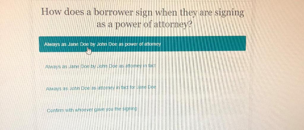 Solved How does a borrower sign when they are signing as a | Chegg.com
