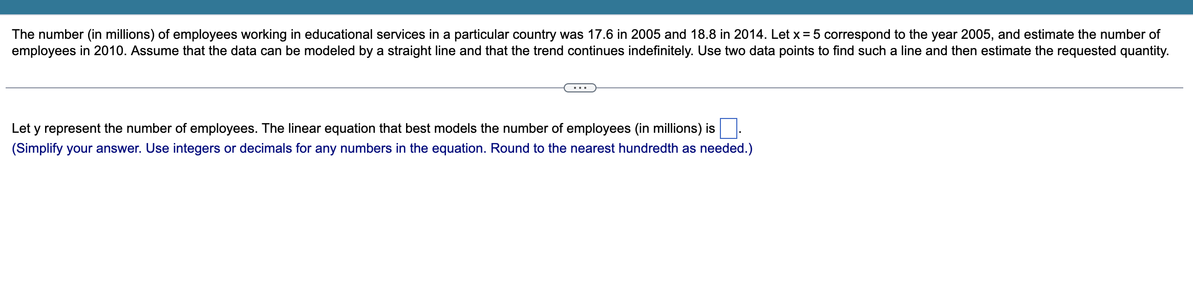 Solved The number (in millions) ﻿of employees working in | Chegg.com