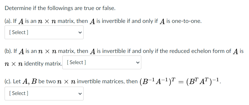 Solved Determine if the followings are true or false. (a). | Chegg.com