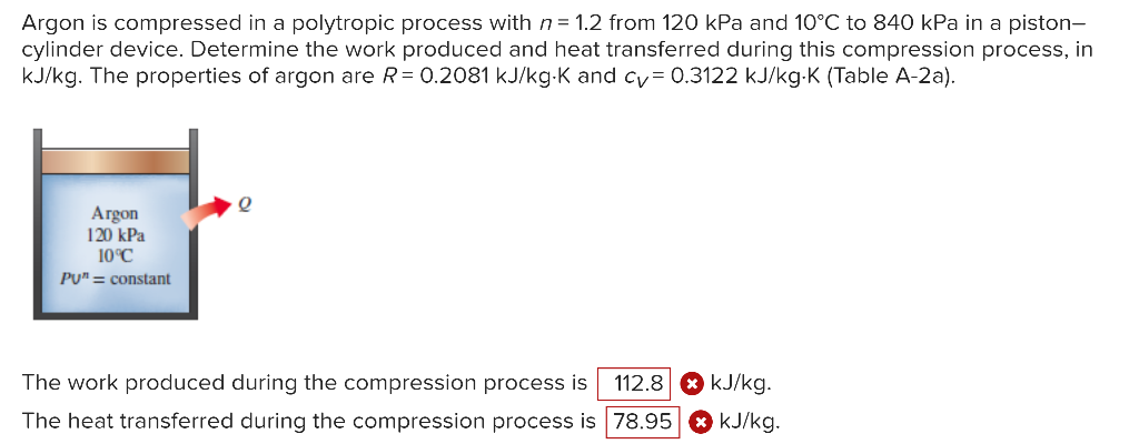 Solved Argon is compressed in a polytropic process with n = | Chegg.com