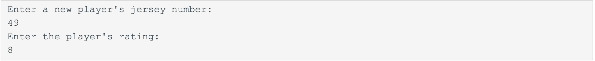 Solved 5.27 LAB*: Program: Soccer team roster | Chegg.com